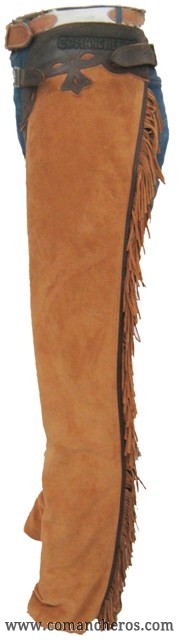 Cowboy chaps in suede with inserts in leather